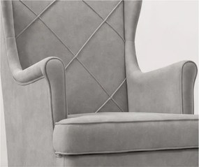 relaxační křeslo, ušák, odpočinkové, dřevo/kov/samet, 102x78x66 cm, nohy tmavé/světle šedá, Dekorino KR20260070