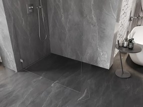 Mexen Lunar L sprchová stěna levá 100 x 200 cm, 8mm čiré sklo, broušená ocel, 830L-100-000-97-00-L
