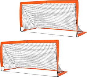 HOMCOM Fotbalová branka 2 kusy Skládací 183 x 90 x 90 cm Fotbalová branka s taškou odolná vůči počasí pro venkovní fotbal pro dospělé Branky do zahrad