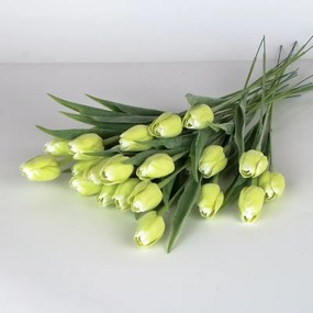 Tulipány umělé zeleno-bílé