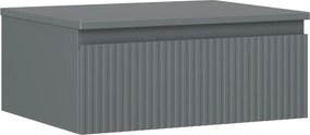 Mexen Rivel, koupelnová skříňka 60 cm s pracovní deskou, 1 zásuvka, drážkovaná, grafitová matná, 91A20-06023-1-BFC66