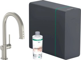 Hansgrohe Aqittura M91 - Dřezová baterie s výsuvnou koncovkou, SodaSystem, sBox lite, nerezová ocel 76838800