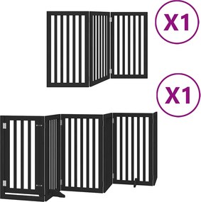 Zábrana pro psy s dvířky skládací 9 panelů černá 450 cm topol 3155656