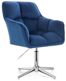 LuxuryForm DESIGN Otočné křeslo AMALFI VELUR na stříbrném kříži - modré