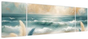 Obraz - Malovaná pláž v lehkých barvách (170x50 cm)