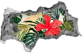 Wallmuralia 3D díra nálepka Hawajské květiny 95x73 cm