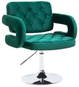 LuxuryForm DESIGN Otočná židle ADRIA VELUR na stříbrném talíři - zelená