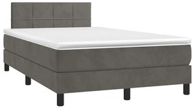 Box spring postel s matrací a LED tmavě šedá 120 x 190 cm samet 3270154