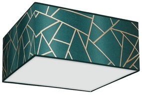 Stropní svítidlo Ziggy Square, 1x zelené/zlaté textilní stínítko, (bílé plexisklo), (40 cm)