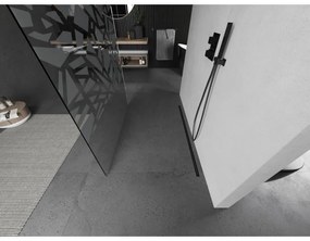 Mexen Kioto, sprchová zástěna Walk-In 110 x 200 cm, 8mm čiré sklo bílý vzor, ​​grafitový profil, 800-110-002-95-85