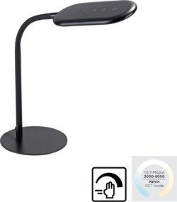 Just Light. Stolní LED lampa Kelly, 7W, 1180lm, 3000-6000K, černá, 39 x 59,5 cm