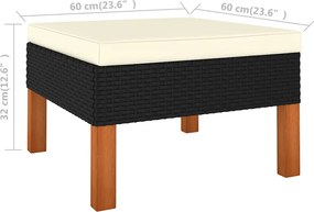 Podnožka polyratan a masivní eukalyptové dřevo 315761