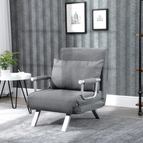 HOMCOM Rozkládací pohovka s područkou 65x69x80cm Rozkládací pohovka 3 v 1, lůžko pro hosty, lehátko, polyester podobný lnu, šedá| Aosom