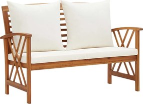 vidaXL Zahradní lavice s poduškami 119 cm masivní akáciové dřevo [310271] Barva: Hnědá a bílá
