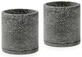 Sada 2 tmavě šedých květináčů Bonami Selection Terrazzo, ø 26 cm