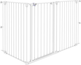PawHut Ocelová bariéra pro psy 206x90 cm Skládací brána pro zvířata se třemi panely, dvojitým zámkem a pomocnou zámkovou funkcí pro dveře, chodby a sc