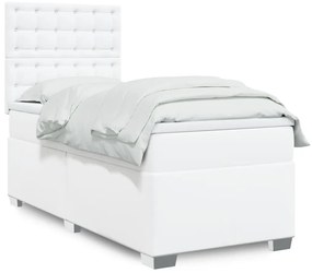 Box spring postel s matrací bílá 100x200 cm umělá kůže 3293009