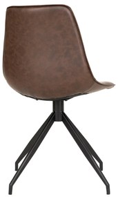 House Nordic Jídelní židle z PU s otáčením, tmavě hnědá s černými nohami, HN1227