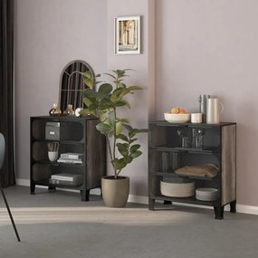 Úložné skříně 2 ks šedé 72 x 36 x 82 cm kov a MDF 3095972