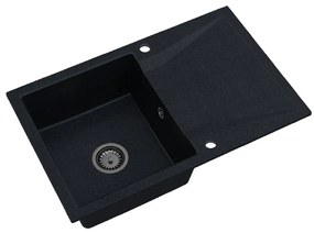 Sink Quality Obsidian, kuchyňský granitový dřez 790x500x210 mm + černý sifon, černá skvrnitá-Brocade, SKQ-OBS.B.1KDO.XB