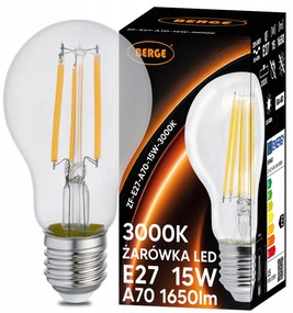 BERGE LED žárovka s vláknem E27 - 15W - teplá bílá
