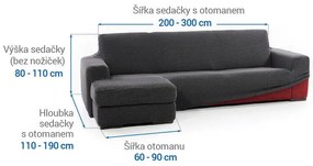 Super strečové potahy NIAGARA antracitová sedačka s otomanem vlevo (š. 200 - 300 cm)