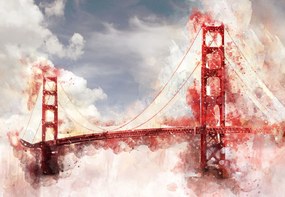 Postershop Fototapeta vliesová: Golden Gate Bridge (malovaný) - 254x368 cm