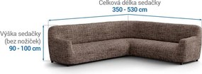 Bielastické potahy VITTORIA hnědá rohová sedačka (š. 350 - 530 cm)
