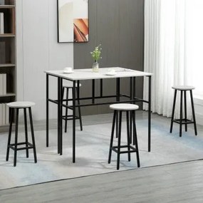 HOMCOM barový set v industriálním designu, 6dílný, 2 stoly a 4 barové židle, šedá + černá