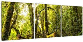 Obraz mechové džungle (s hodinami) (90x30 cm)