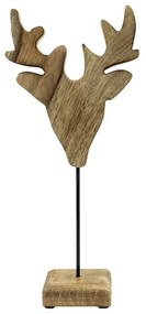 Dekorace Jelen z mangového dřeva na podstavci - 17cm