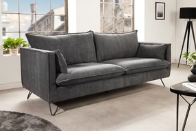 Designová 3-místná pohovka Rocco šedá Cord 195cm