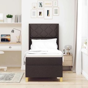 Postel s boxspringem s čelo Tmavě hnědá 80 x 200 cm textil 3341864
