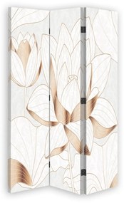 Ozdobný paraván Lotosový květ hnědý - 110x170 cm, třídílný, klasický paraván