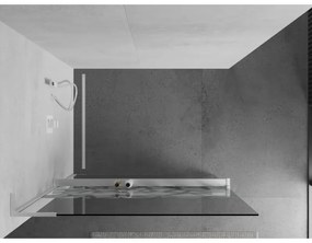 Mexen Kioto+ L, sprchová zástěna Walk-In s poličkou a věšákem 120 x 200 cm, 8mm čiré sklo bílý vzor, ​​bílý profil, 800-120-123-20-85
