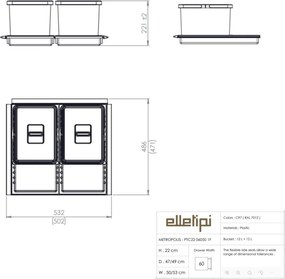 Šedý plastový odpadkový koš 2x12 l na tříděný odpad/vestavný Metropolis Flip-up – Elletipi