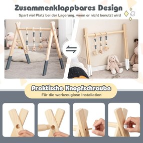 Costway Dětská posilovna Dětské herní vybavení Hrací hrazda Oblouk Dřevěné