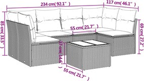 7dílná zahradní sedací souprava s poduškami černá polyratan 3217395