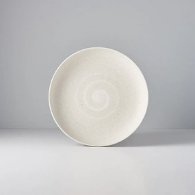 Made in Japan (MIJ) Recycled White Sand Talíř, Vysoký Okraj, 22 cm