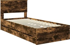 Rám postele s čelo Kouřový dub 90 x 200 cm Inženýrské dřevo 3410746