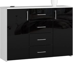 Komoda K45 bílá/černý lesk