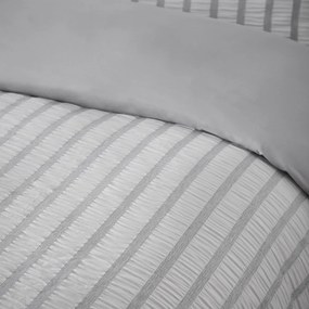Šedé 3dílné povlečení na dvoulůžko 200x200 cm So Soft Seersucker Stripe – Catherine Lansfield