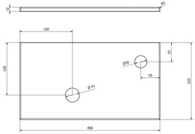 Sapho, MINOR deska pod umývátko 40x22cm, umyvadlová baterie vpravo, litý mramor, bílá, MR405