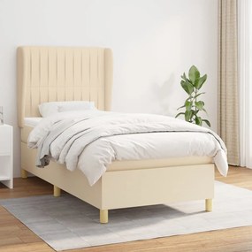 vidaXL Box spring postel s matrací 90x190 cm textil [3128645] Barva: krémová