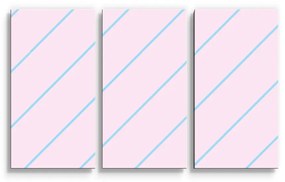 Sablio Obraz - 3-dílný Modré pruhy na růžové - 120x80 cm