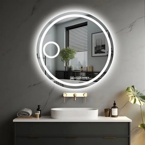 IREDA Koupelnové zrcadlo s LED osvětlením, kulaté, 70 cm 	DF95790