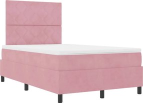 Postel s boxspringem s čelo Růžová 120 x 190 cm samet 3339889