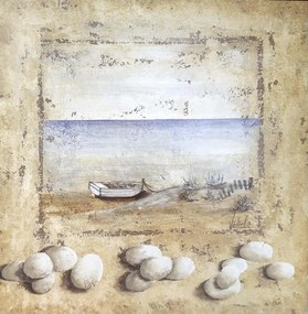 ART-STYLE Obrázek 50x50, lodička, rám sv. dub - červotoč