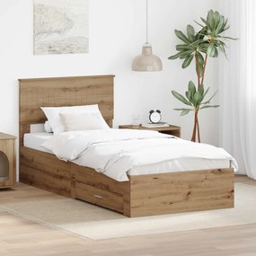 Rám postele s čelo Dub artisan 90 x 190 cm Kompozitní dřevo 3410957