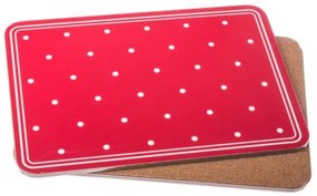 Prostírání na stůl červené s puntíky sada 2ks 29×21×0,5cm